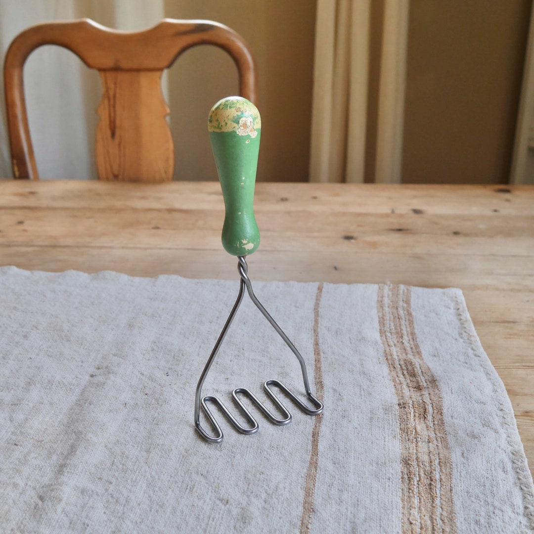Vintage Masher With Green Wood Handle / Green Wood Handle Kitchen ...