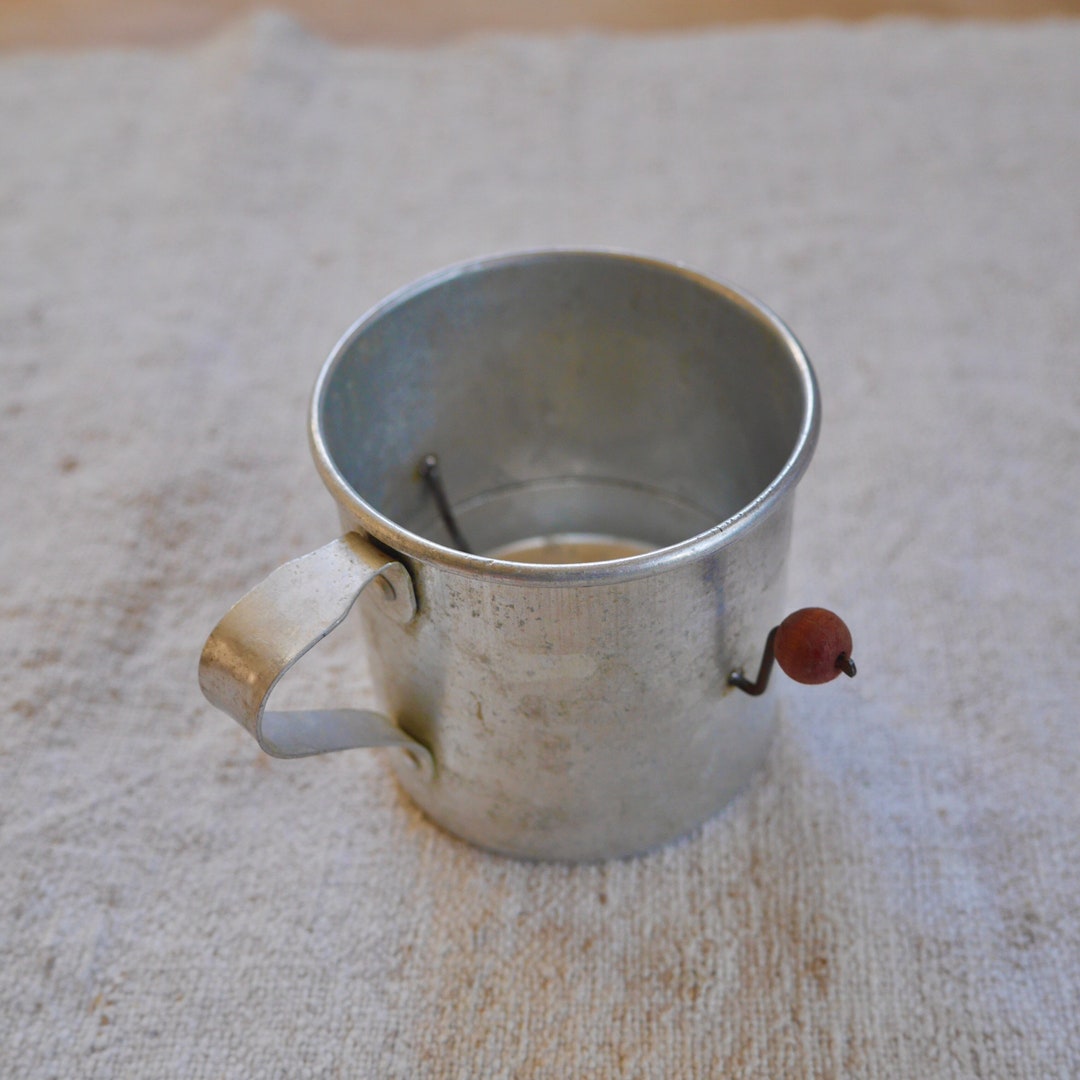Rare Antique Flour Sifter With Red Wood Handle / Primitive Old Tin ...