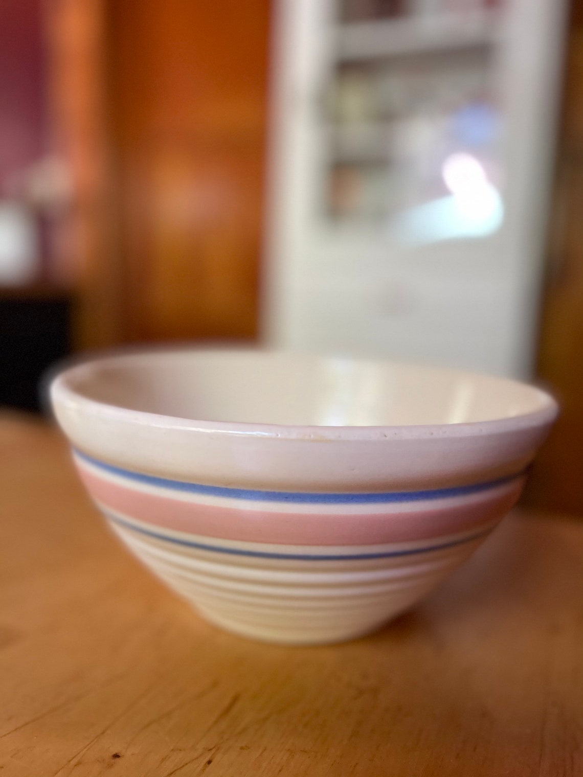 Vintage Striped Ceramic Bowl, USA Oven Proof Stoneware, 8.5" - Etsy