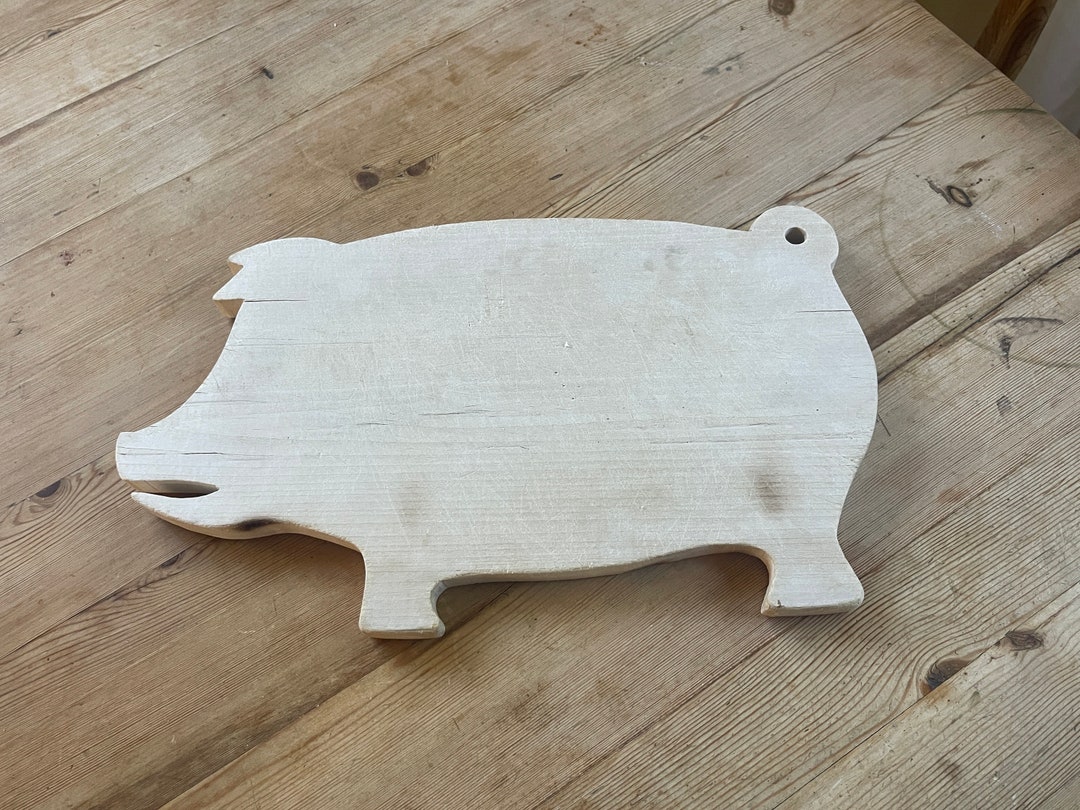 Vintage White Pig Shaped Wood Cutting Board / Light Wood Pig Bread ...