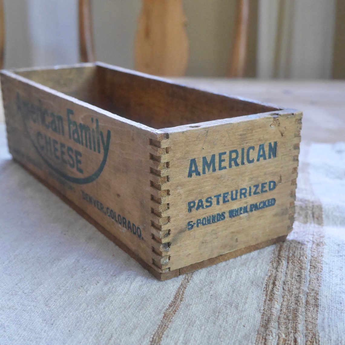 Large American Family Cheese Wood Box 5 Lbs With Green - Etsy