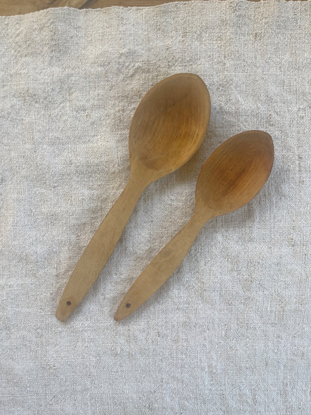 Two Authentic Vintage Wood Spoons / Primitive Wood Mixing Spoons - Etsy