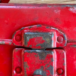 Vintage Red Metal Tool Box, Vintage Tool Box Excelsior USA Steel Mid ...