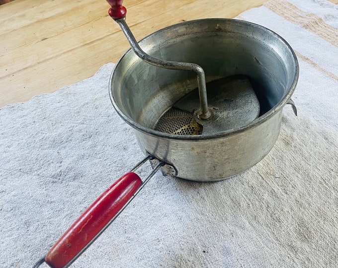 Vintage Foley Food Mill: 1940s Potato Masher With Red Wood Handle - Etsy