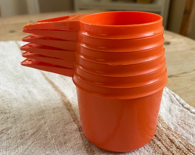 Vintage Orange Tupperware Measuring Cups / Vintage 1980's Orange ...