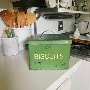 Rare Vintage Metal Green Biscuits Box / Two's Company - Etsy
