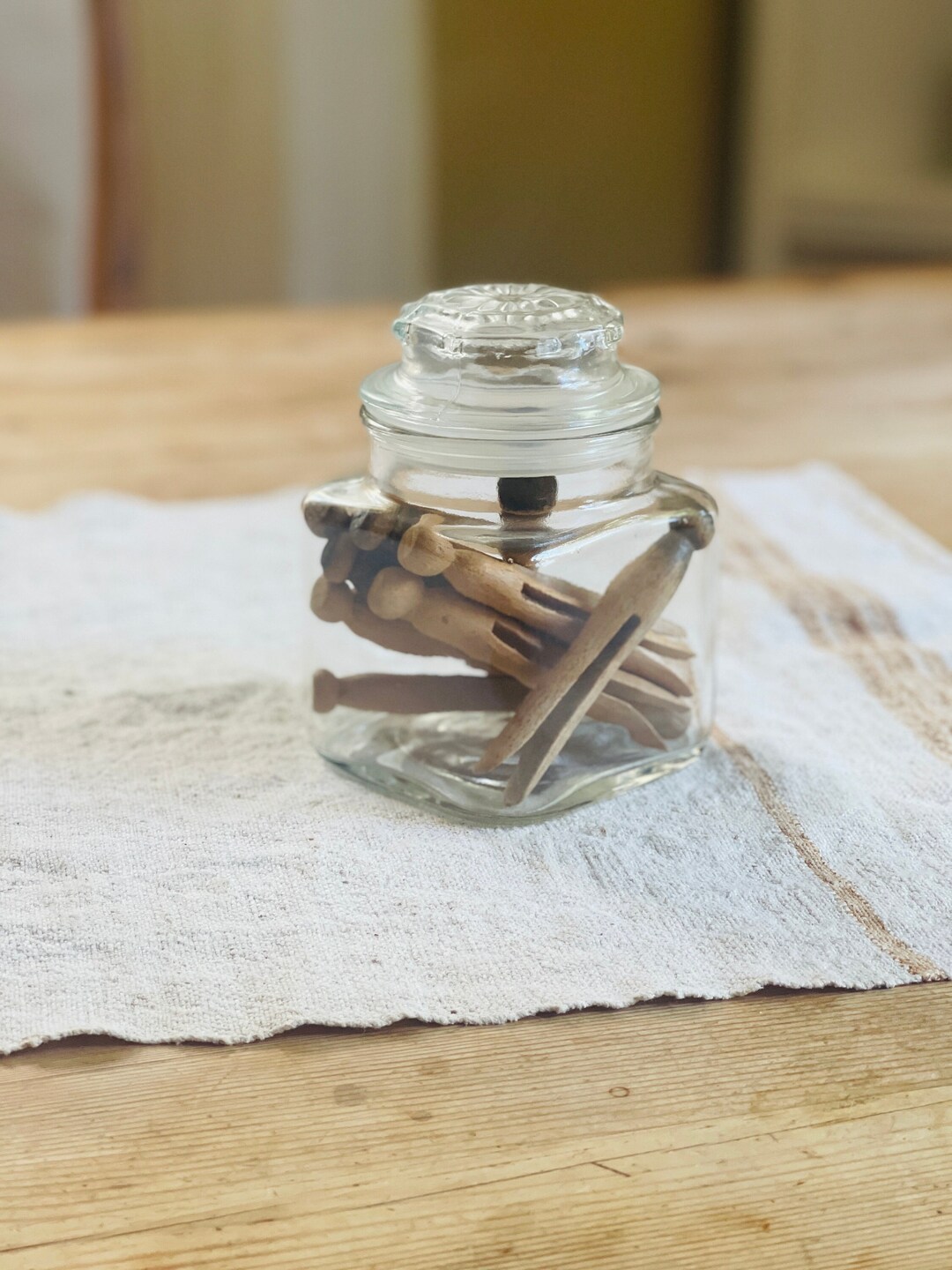 Vintage Glass Container Storage Jar Anchor Hocking With Ten Primitive ...