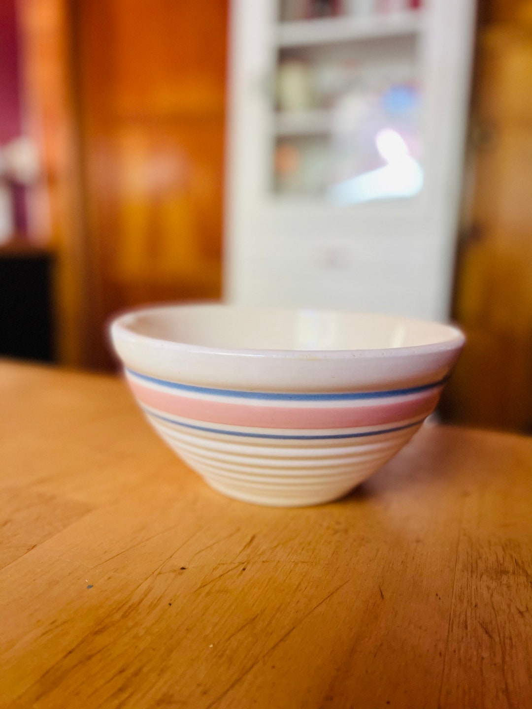 Vintage Striped Ceramic Bowl, USA Oven Proof Stoneware, 8.5" - Etsy