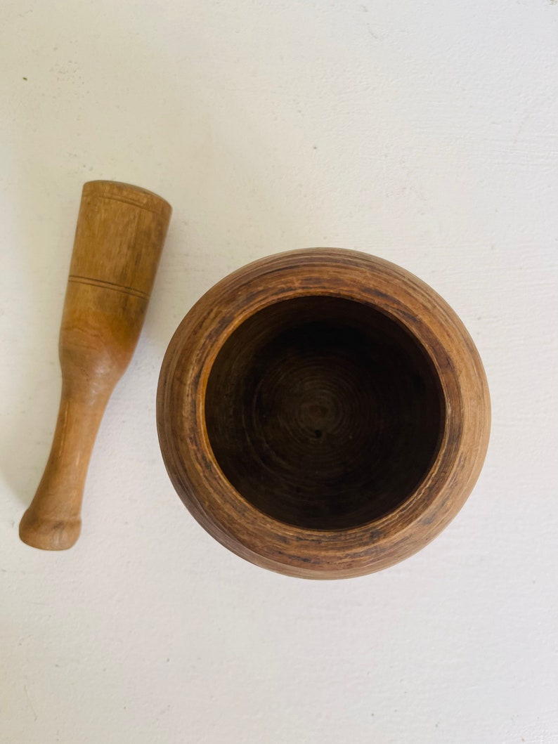 Antique Primitive Wood Mortar and Pestle - Etsy