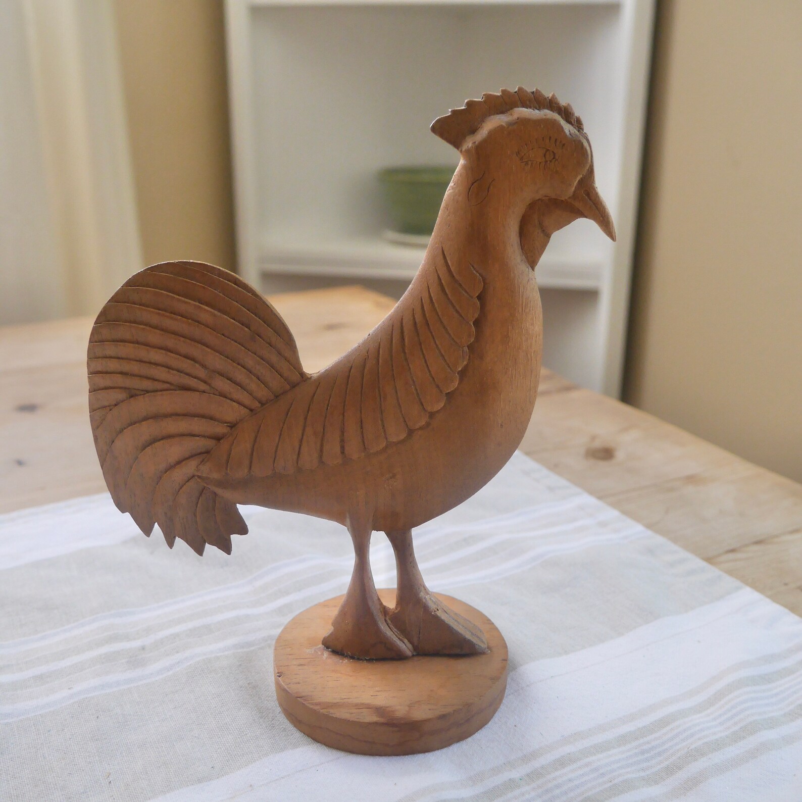 Vintage Hand Carved Wood Rooster / Wooden Rooster / Shelf - Etsy
