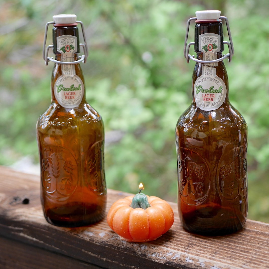 Two Vintage Grolsch Amber Glass Beer Bottles - Etsy