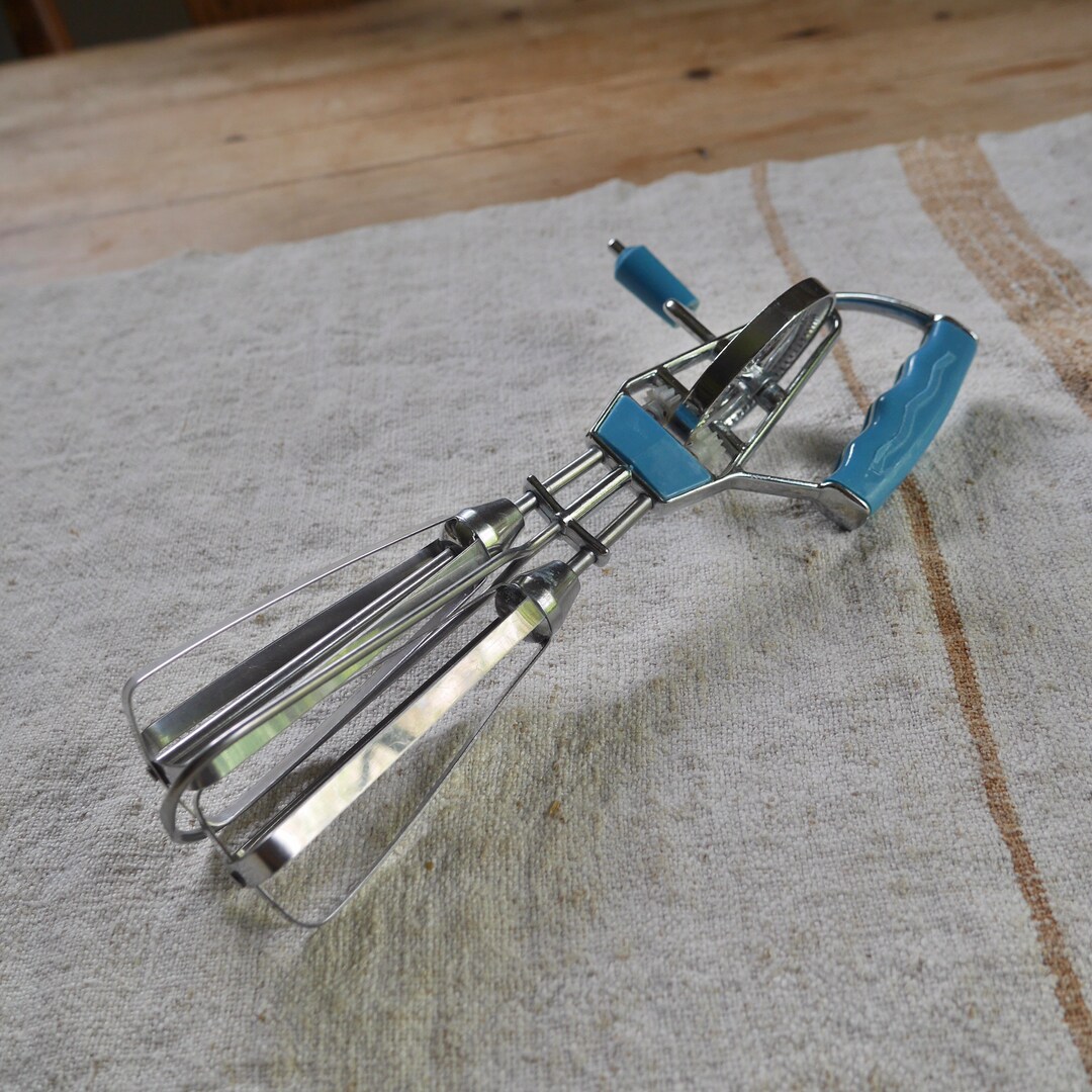 Vintage Blue Handle Hand Mixer Egg Beater Stainless Steel - Etsy
