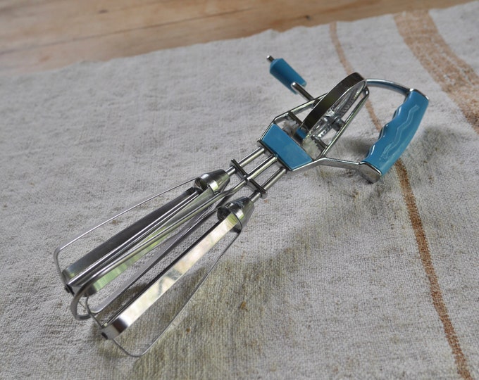 Vintage Blue Handle Hand Mixer Egg Beater Stainless Steel Japan ...