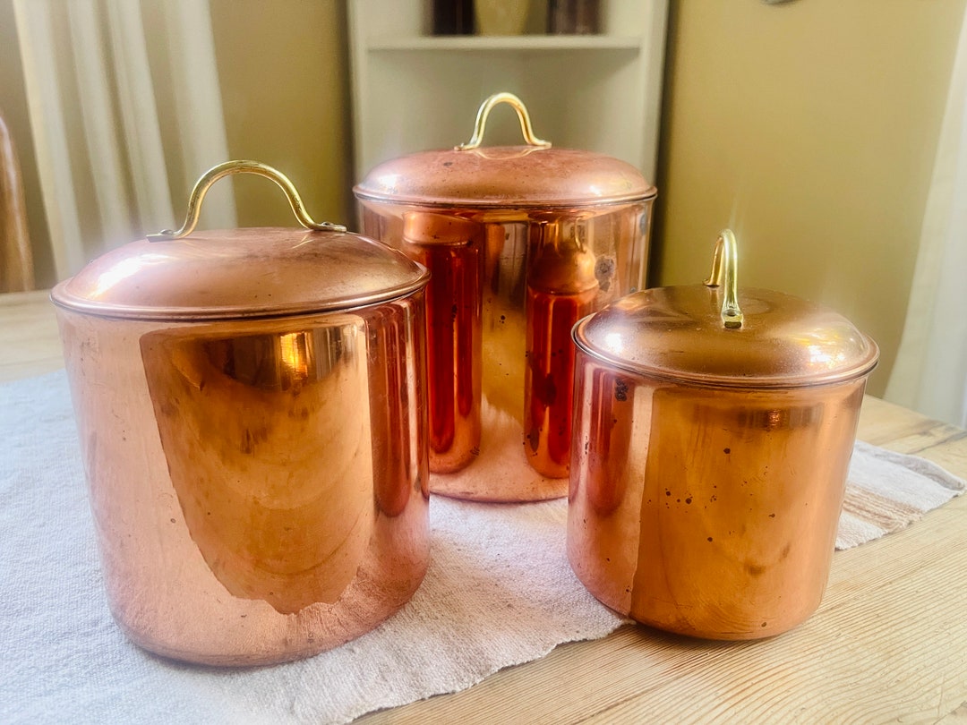 Copper Kitchen Canister Set, Kitchen Storage Nesting Jars Containers ...