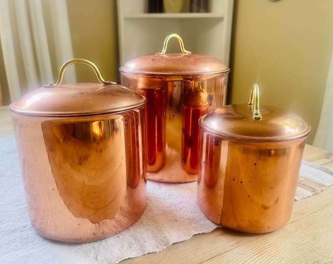 Copper Kitchen Canister Set, Kitchen Storage Nesting Jars Containers ...