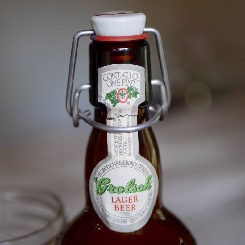 Two Vintage Grolsch Amber Glass Beer Bottles - Etsy