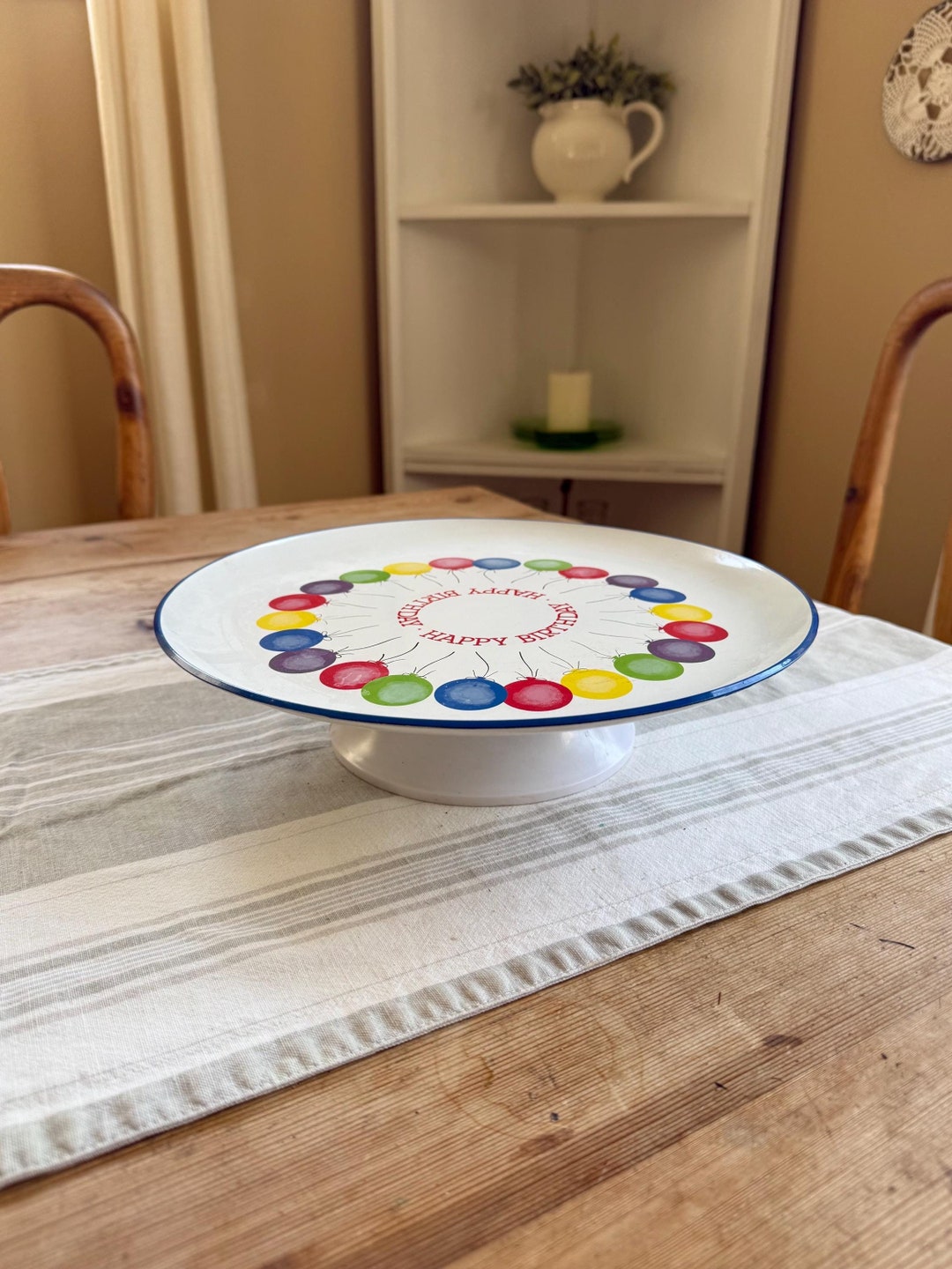 Happy Birthday Balloons Revolving Musical Cake Stand, Vintage Wind up ...