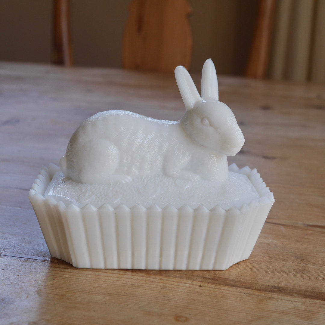 Westmoreland White Milk Glass Bunny Rabbit on a Nest Candy - Etsy