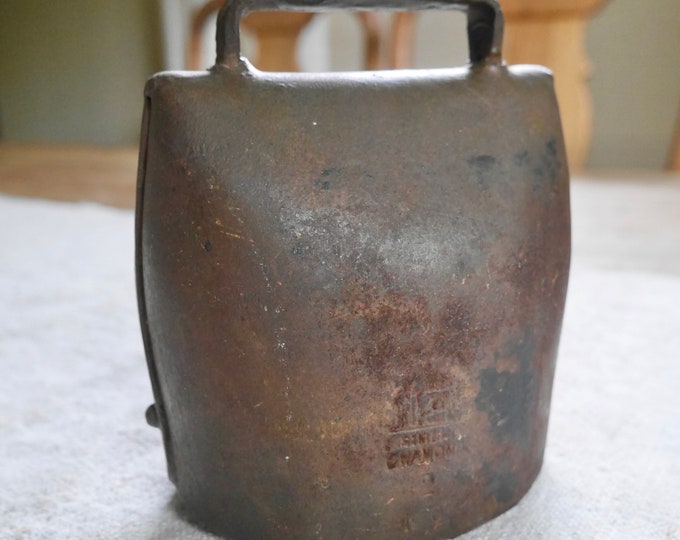 Rare Antique Simond Chamonix Cow Bell, Large Primitive Iron Hand-forged ...