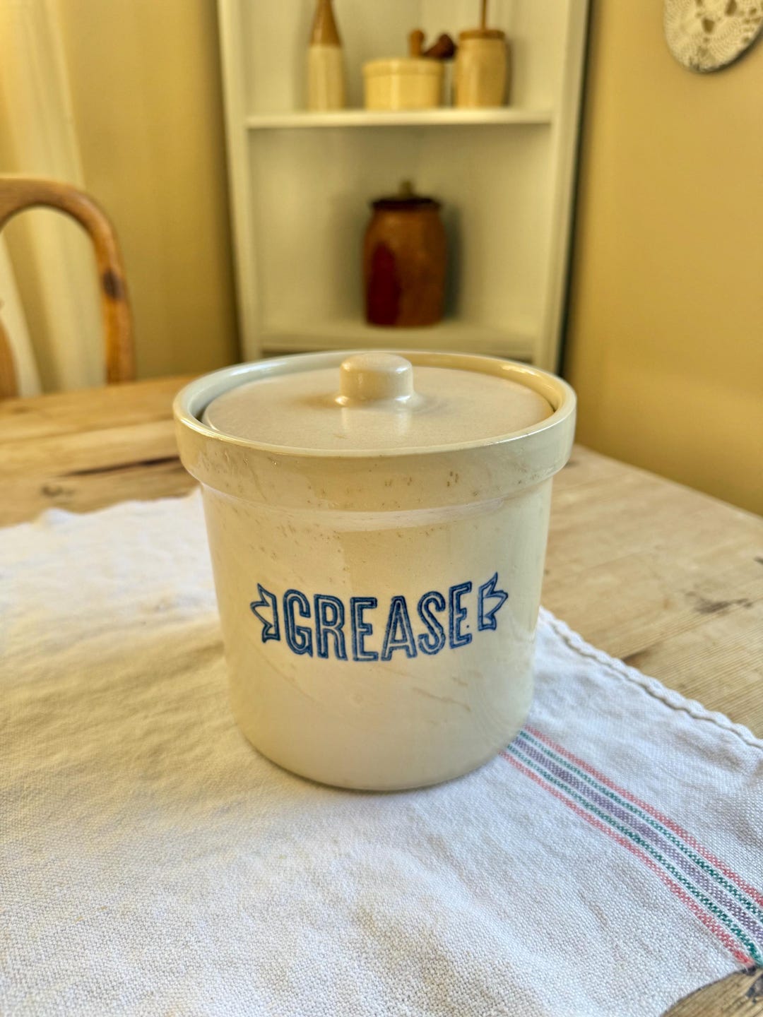 Vintage Grease Stoneware Canister Crock With Lid - Etsy