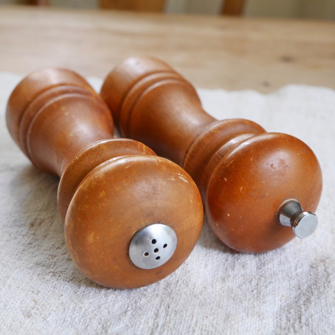 Vintage Mr. Dudley Wood Salt Shaker and Pepper Grinder Set - Etsy