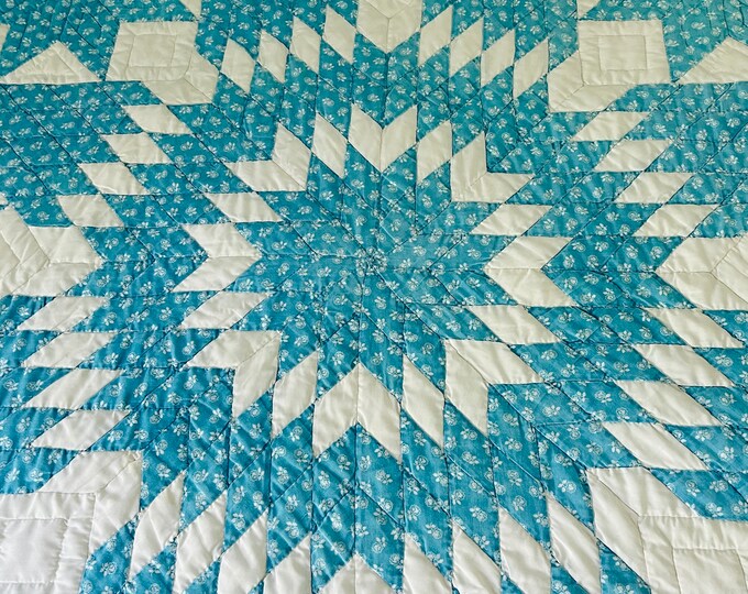 Authentic Vintage Handmade Star Quilt Bedspread / Star of Bethlehem ...
