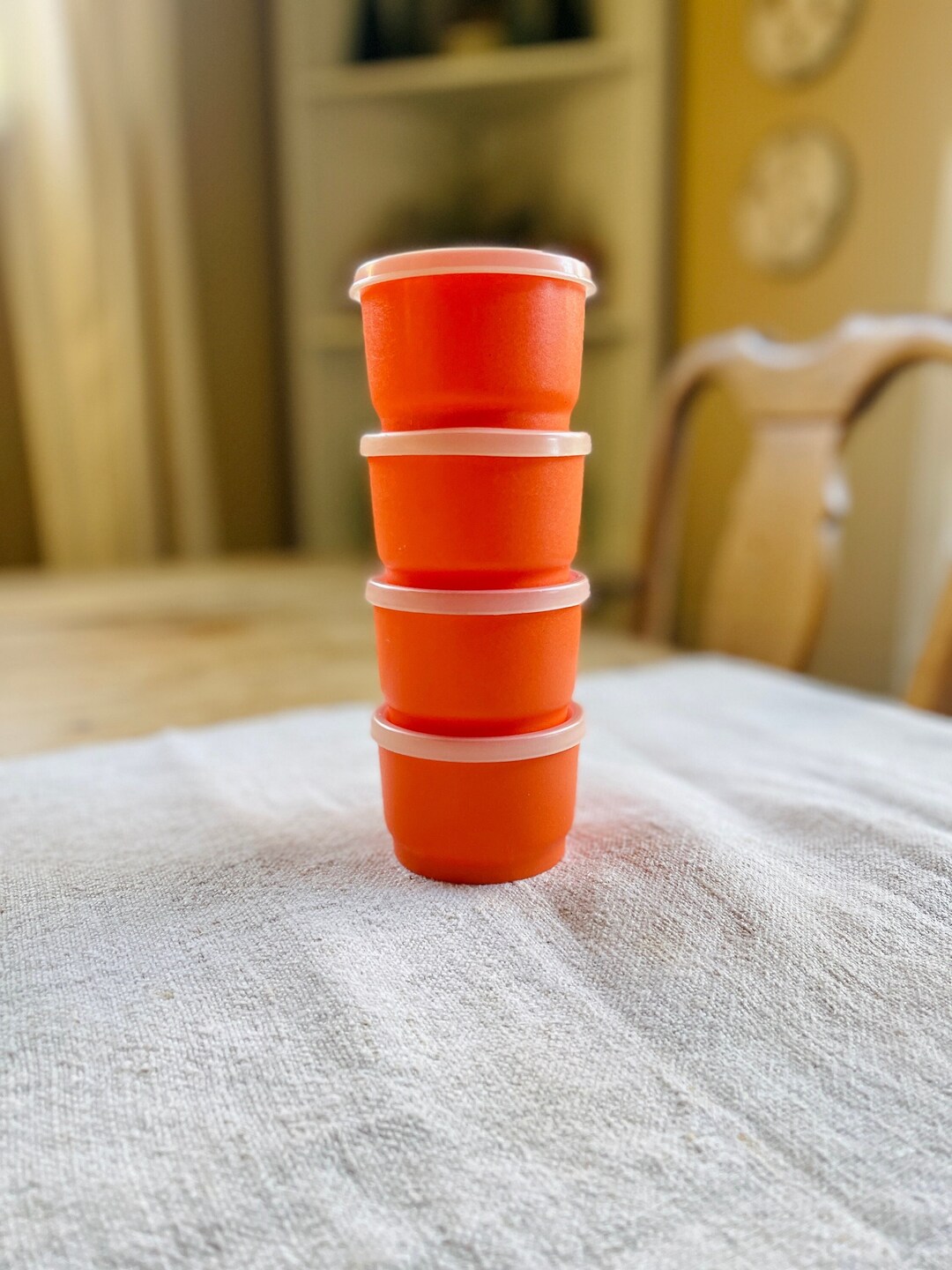 Tupperware Mini Snack Cups Set of Four 1229-6, Vintage Orange Snack ...