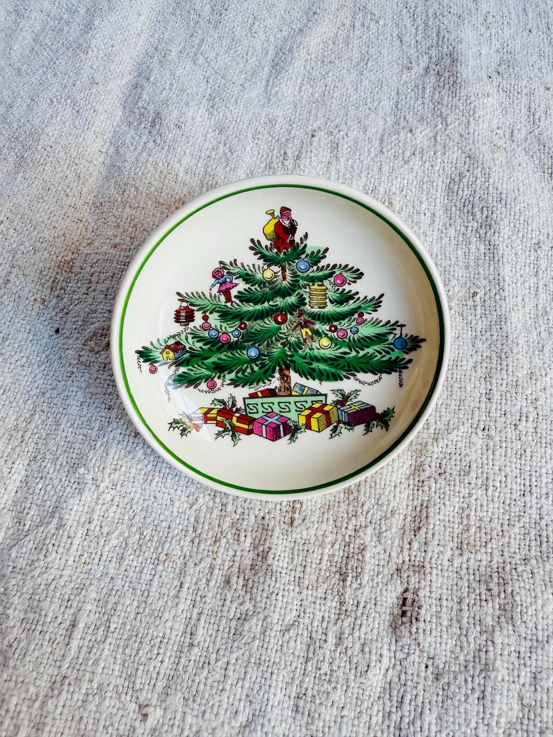 Vintage Spode Christmas Tree Butter Pat Dish Made in England, Spode ...