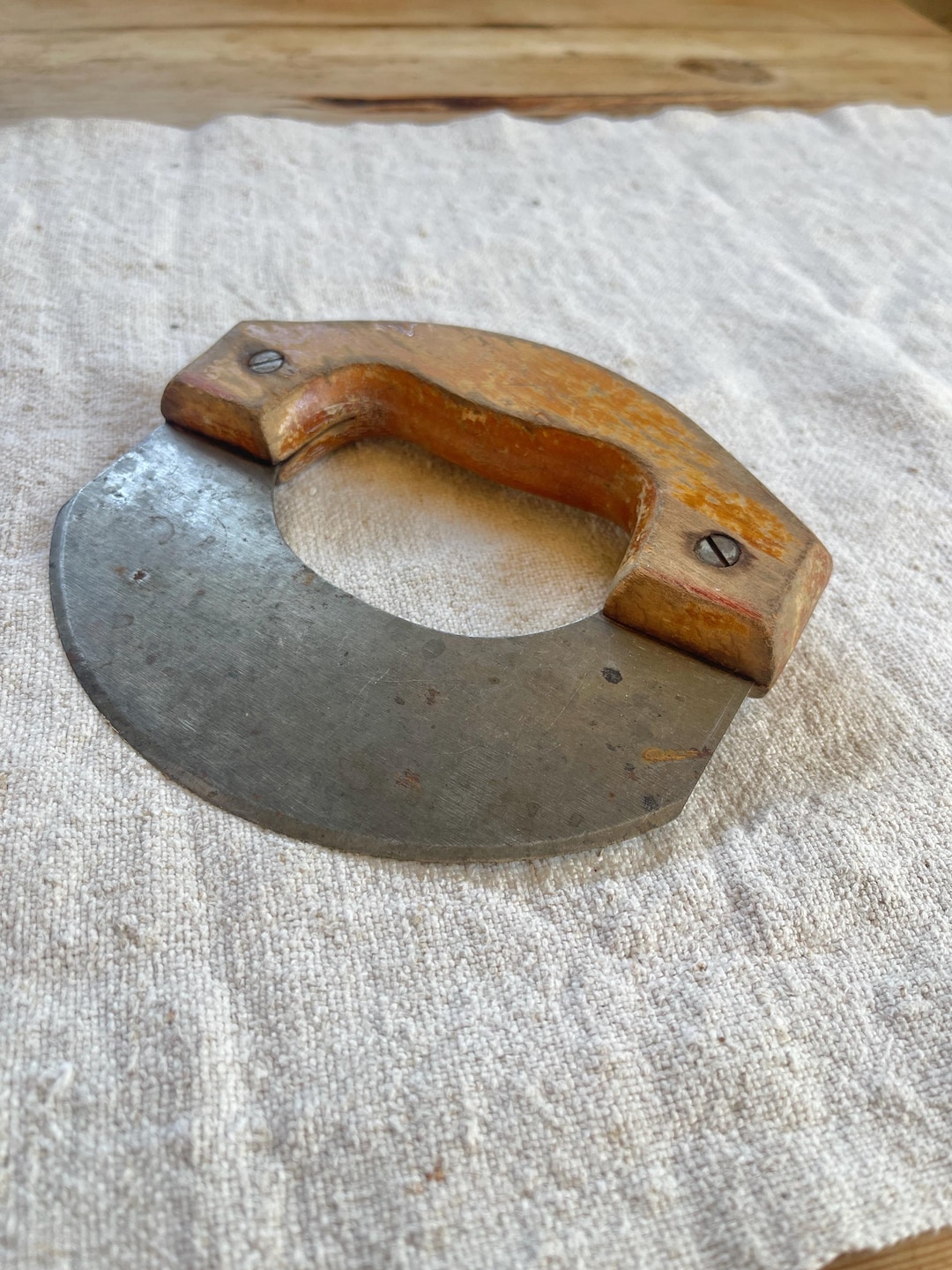 Vintage Herb Chopper, Stainless Steel Chopper With Wood Handle, Pastry ...