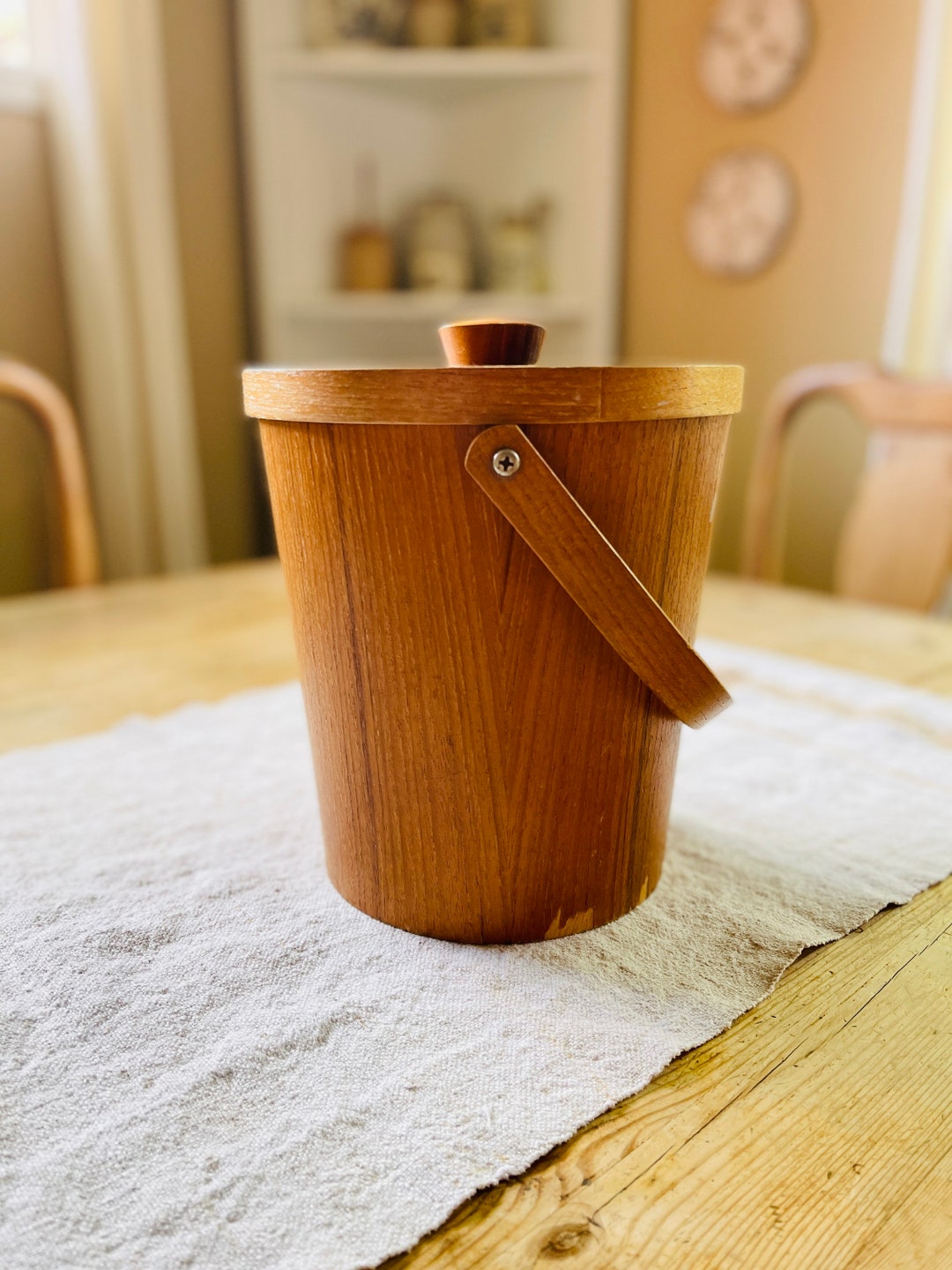 Wood Ice Bucket Made in Japan / Vintage Wood Ice Bucket / Mid-century ...