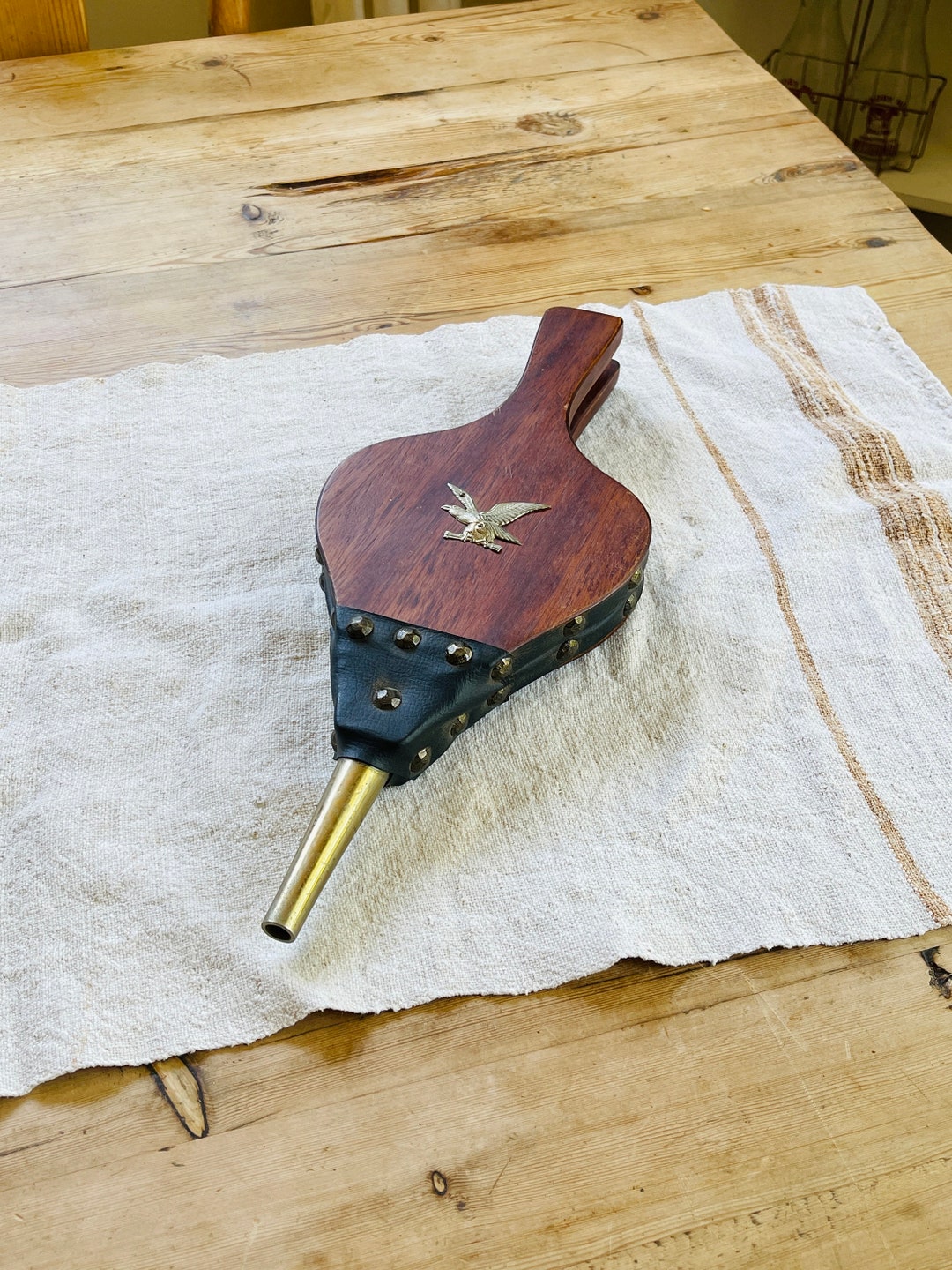 Primitive Antique Bellow With Eagle Crest / Wooden Fire Blower ...