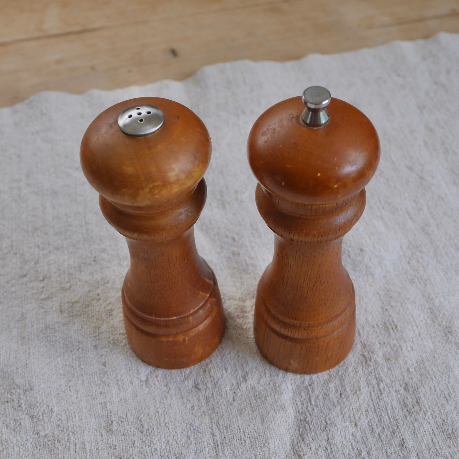 Vintage Mr. Dudley Wood Salt Shaker and Pepper Grinder Set - Etsy