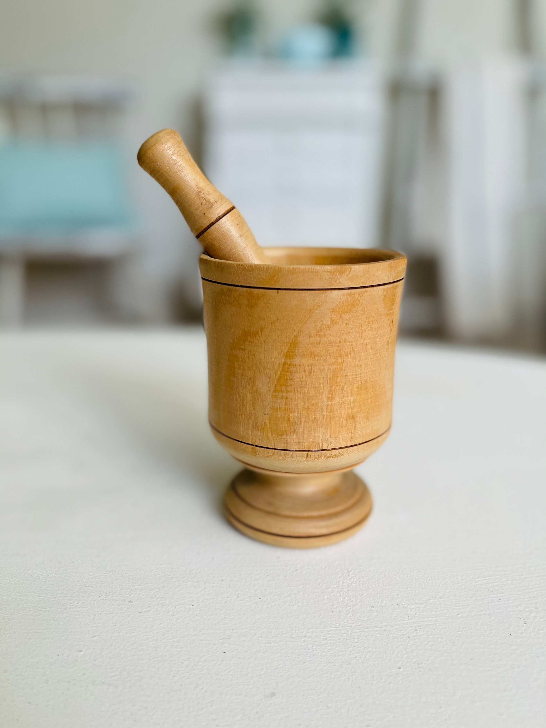Vintage Primitive Wood Mortar and Pestle - Etsy
