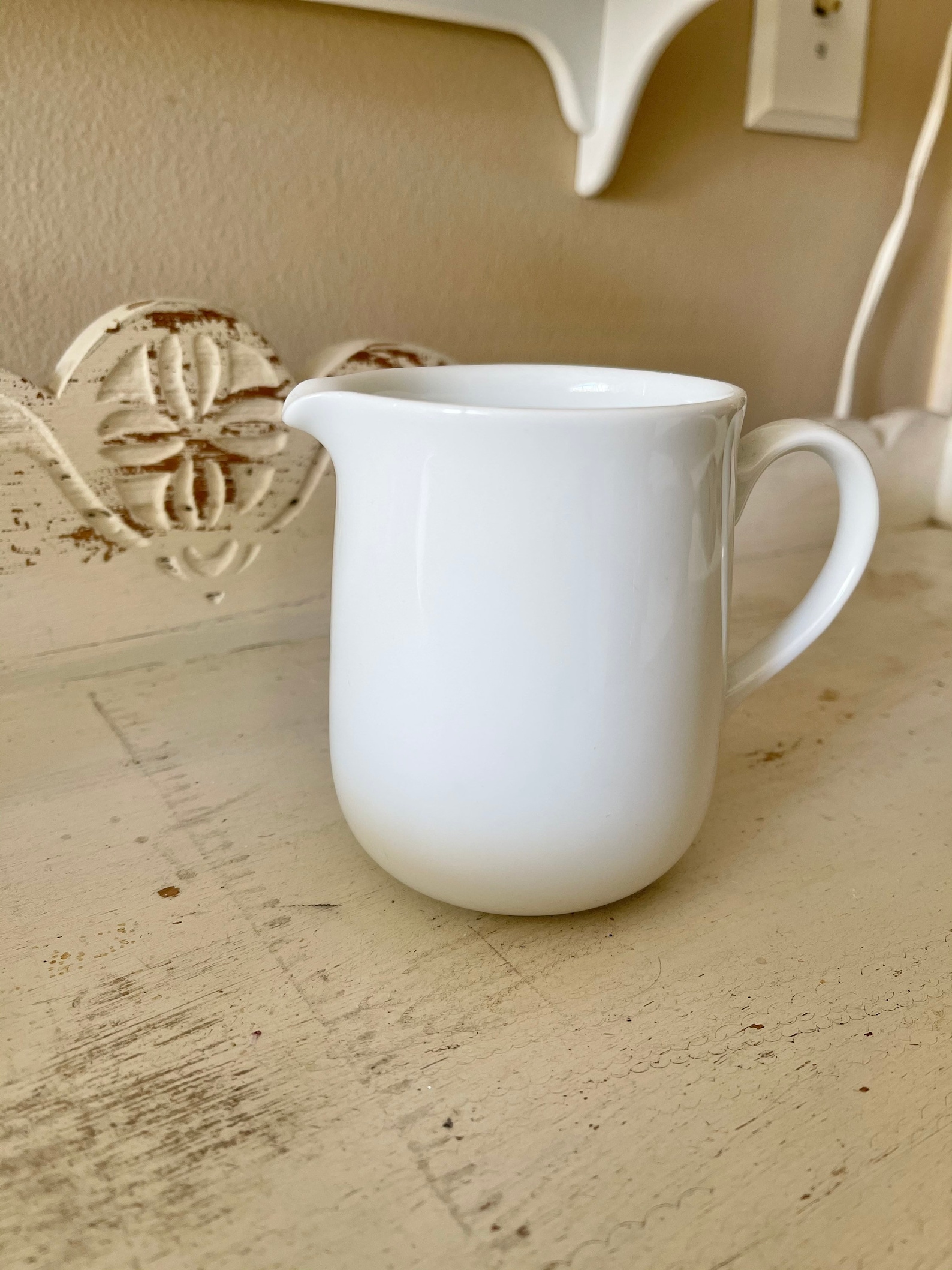 Simple Vintage White Creamer Primitive Small White Pitcher by - Etsy