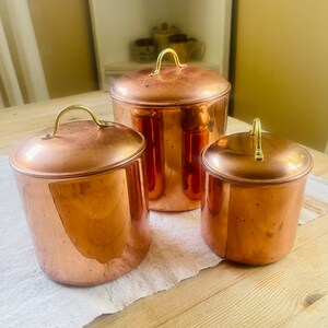 Copper Kitchen Canister Set, Kitchen Storage Nesting Jars Containers ...
