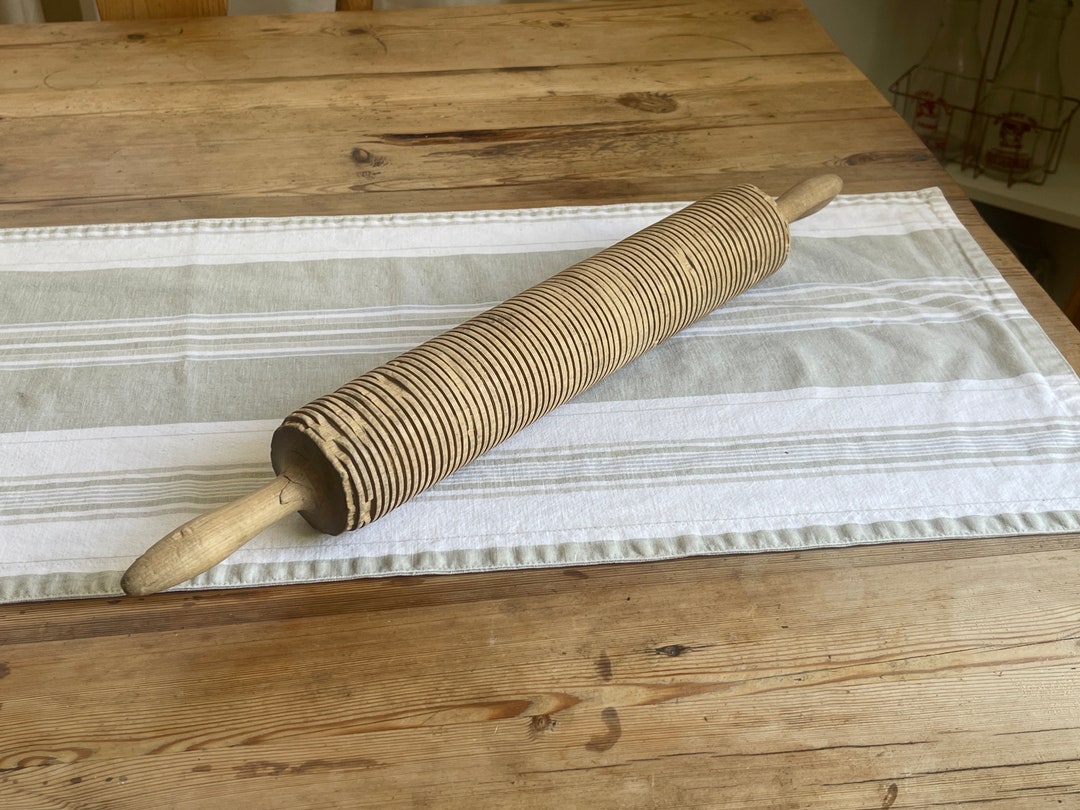 Antique Large Rare LEFSE Primitive Grooved Roller Rolling Pin, Nordic ...