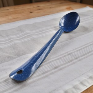 Authentic Vintage Enamelware Blue Serving Spoon / Blue Speckled Enamel ...