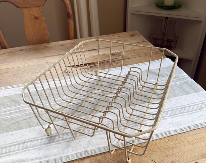 Vintage Drying Dish Rack / Countertop Draining Rack / Wire and Rubber ...