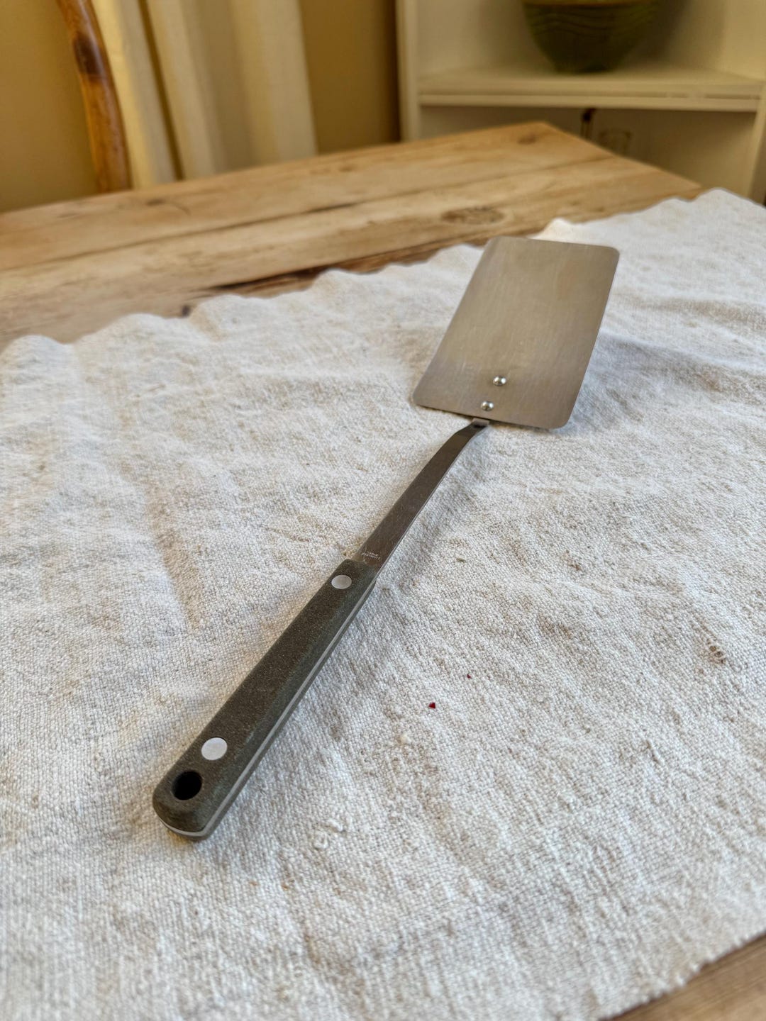 Authentic Stainless Steel Spatula With Black Handle / Vintage Spatula ...