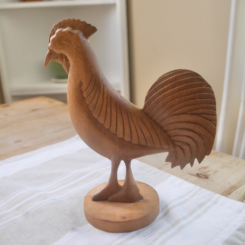Vintage Hand Carved Wood Rooster / Wooden Rooster / Shelf - Etsy