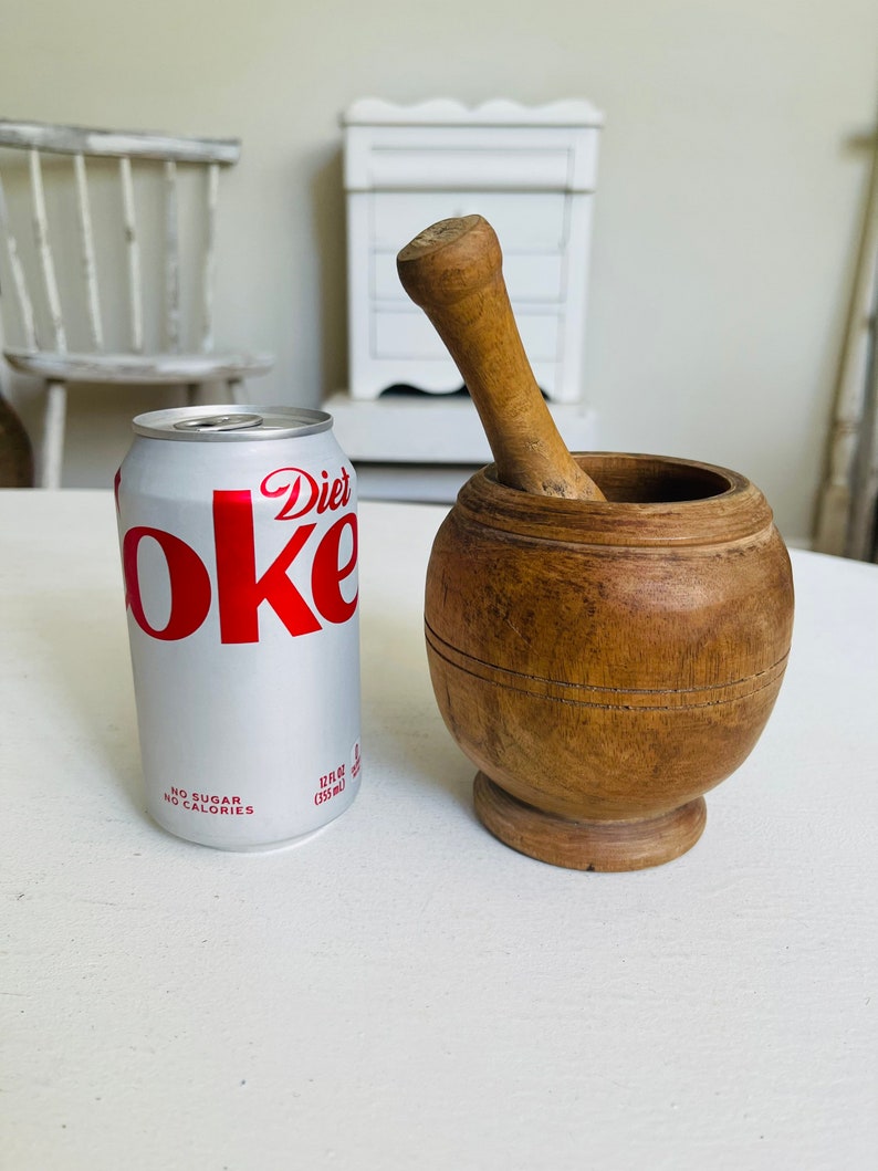 Antique Primitive Wood Mortar and Pestle - Etsy