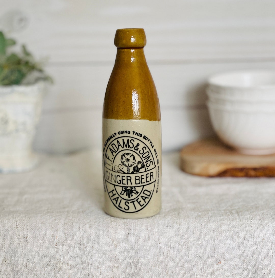 T. F. Adams & Sons Ginger Beer Bottle Halstead, Antique Stoneware ...