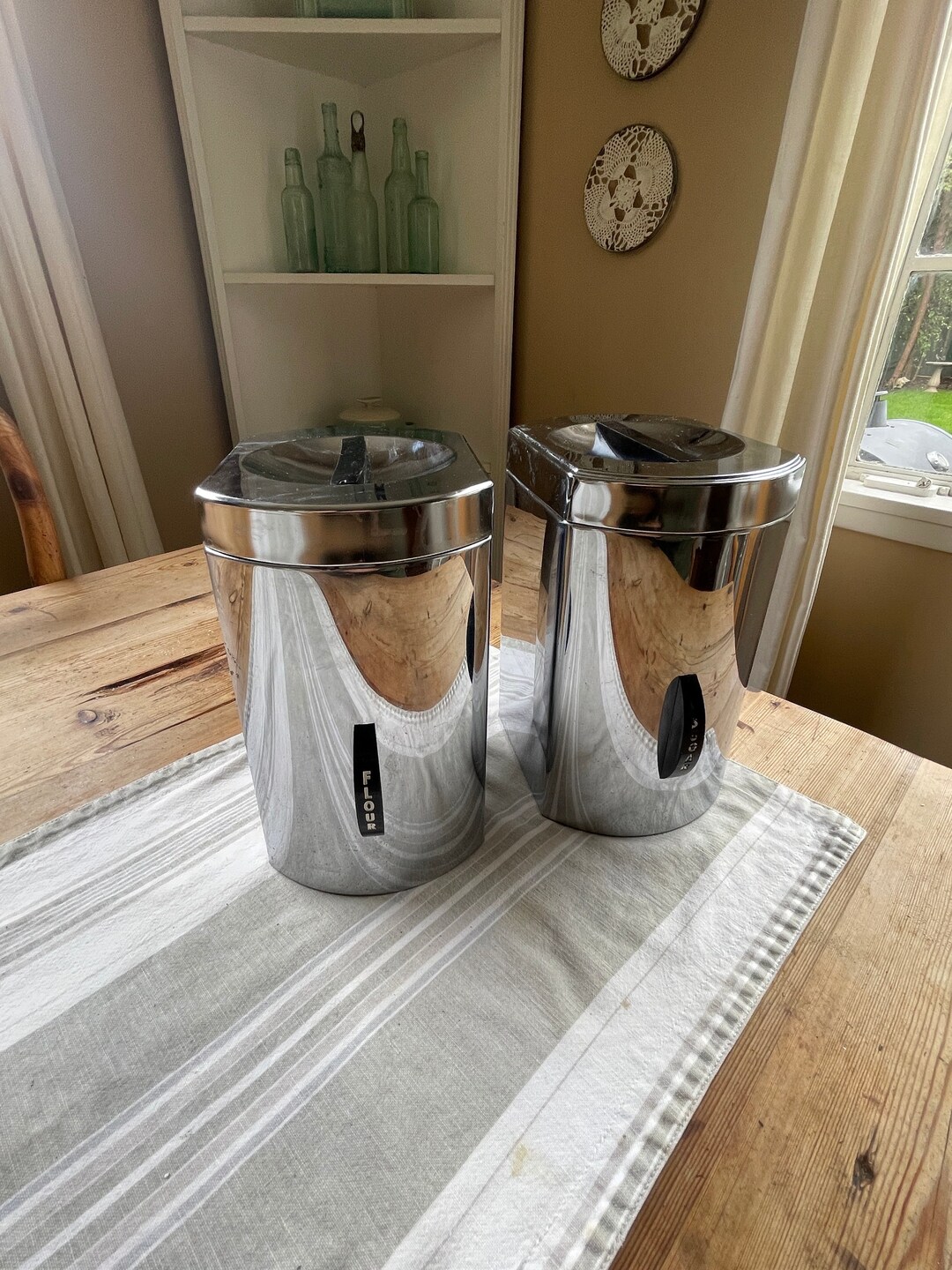 Aluminum Art Deco MCM Kromex Canisters / Vintage Spun Aluminum Flour ...