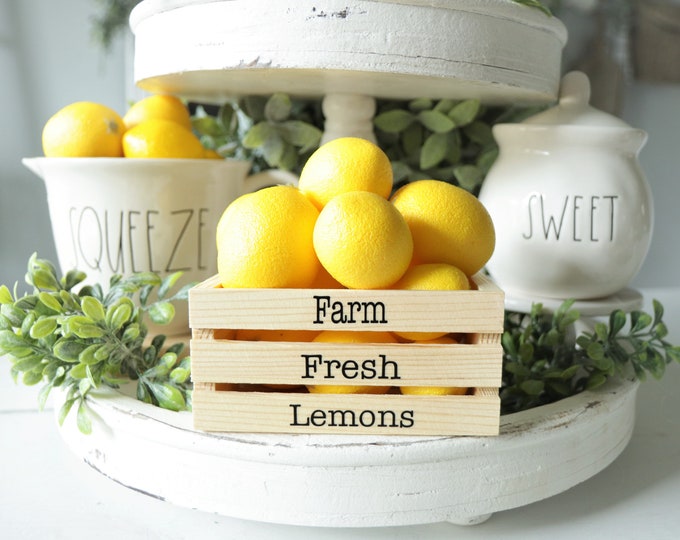 Lemon Wooden Crate-farm Fresh Lemons--summer Decor-lemon Decor-lemons ...