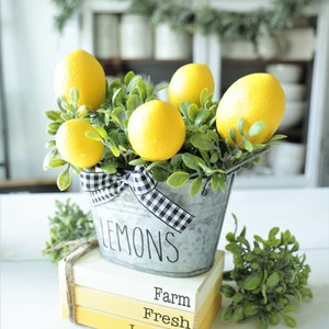 Galvanized Boxwood Arrangement-lemon Bucket-summer Decor-lemon Decor ...