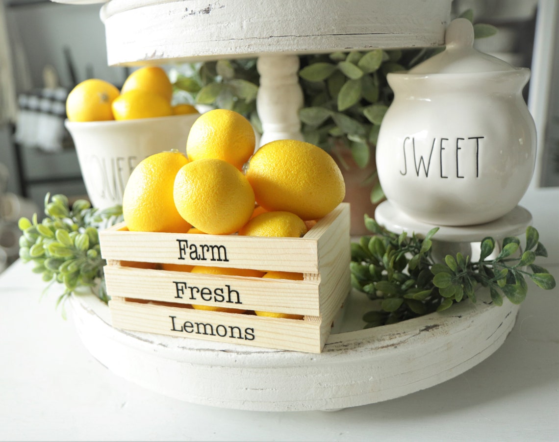 Lemon Wooden Crate-farm Fresh Lemonssummer Decor-lemon - Etsy
