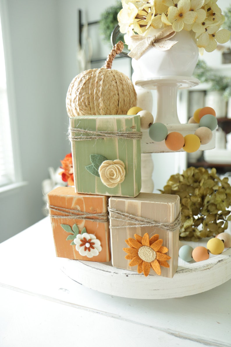 3 Fall Blocks-wood Fall Decor-fall Sign-autumn-mini Signs-tier - Etsy