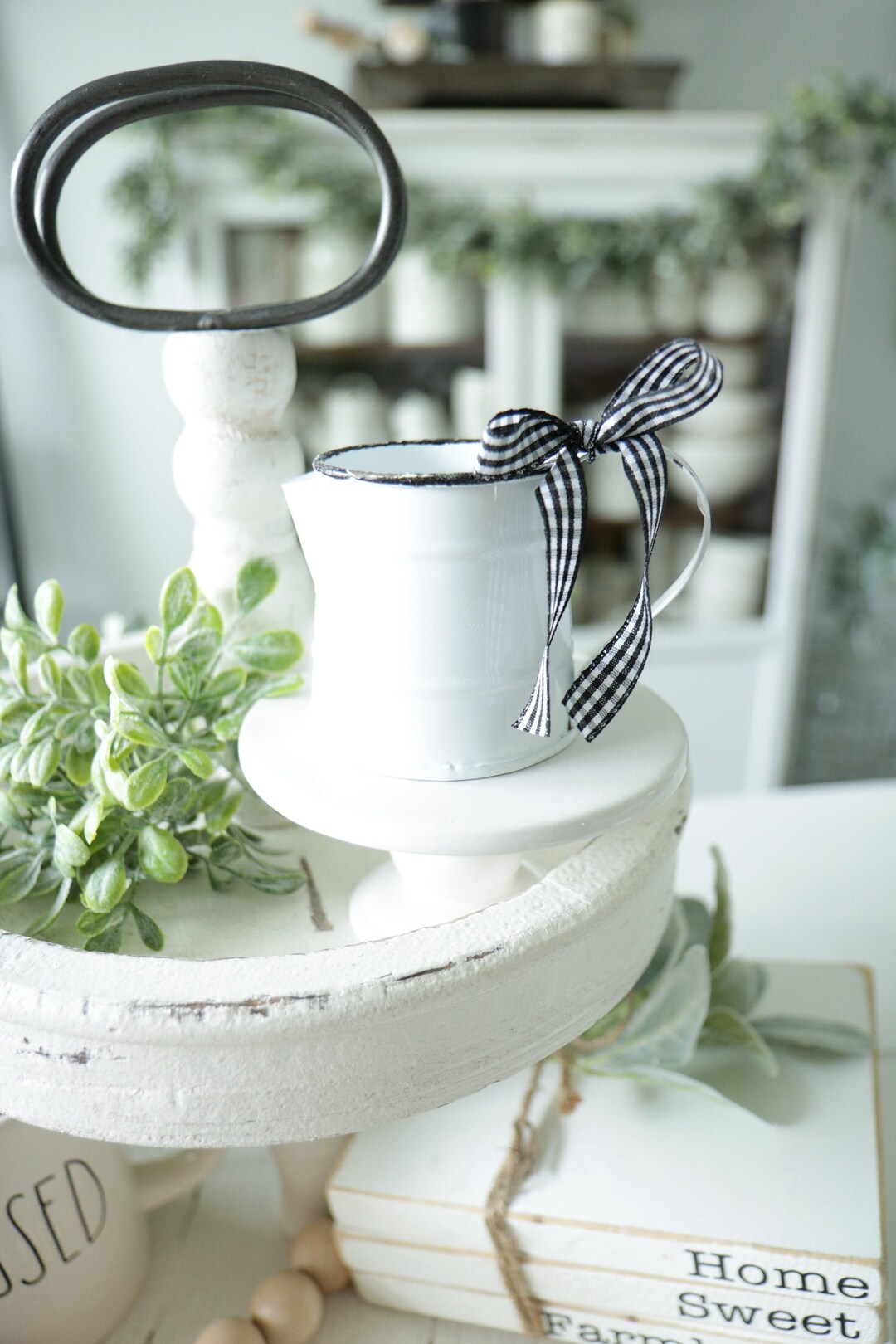 White Metal Creamer-tier Tray Farmhouse Decor-tier Tray Plant-tier Tray ...