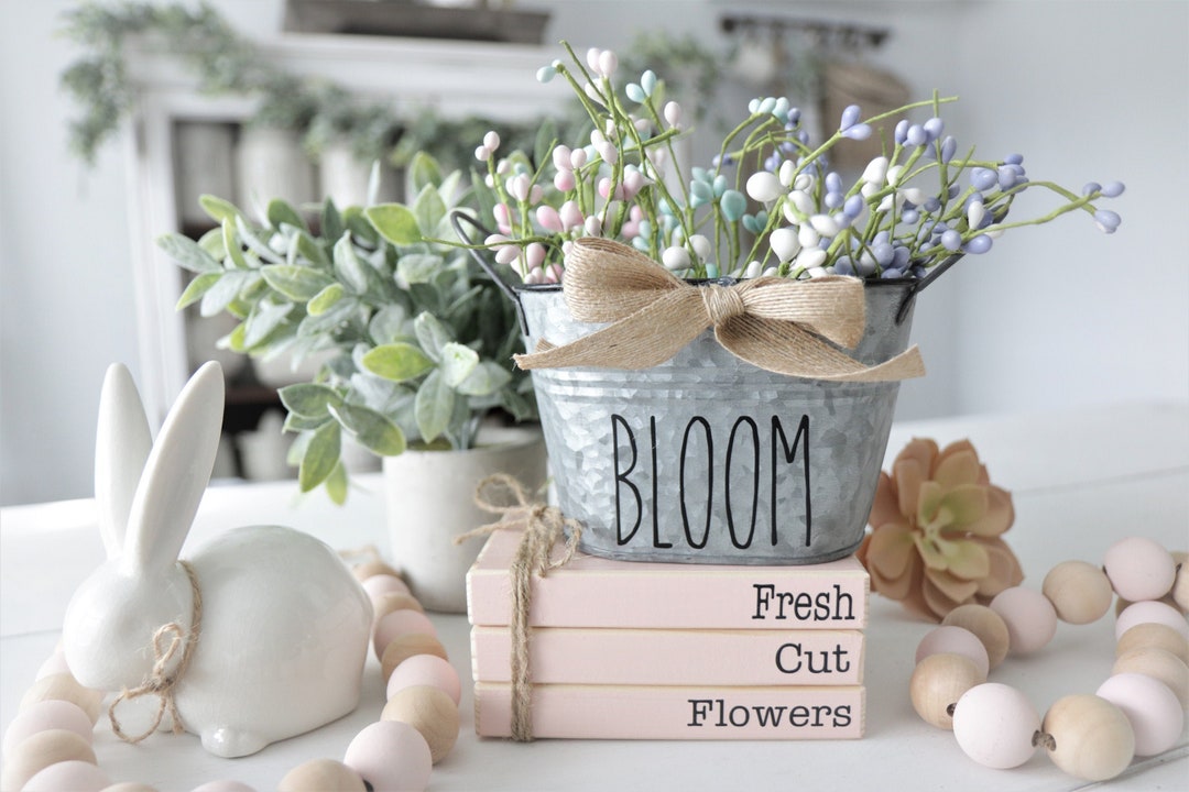 Galvanized Bloom Bucket-easter Bunny Decor-spring Decor-wooded Egg ...