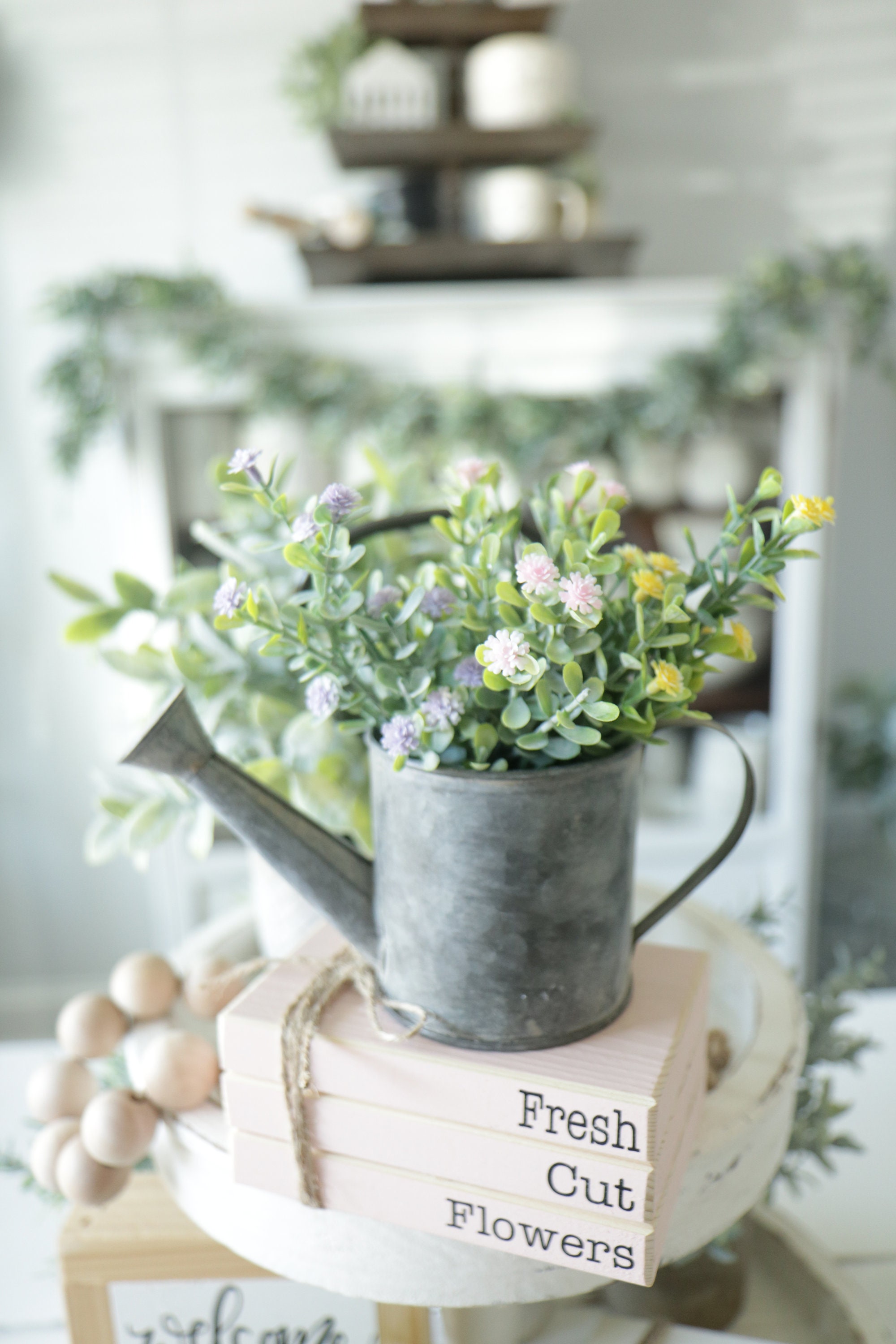Spring Arrangement-watering Can-tier Tray Farmhouse Decor-tier - Etsy